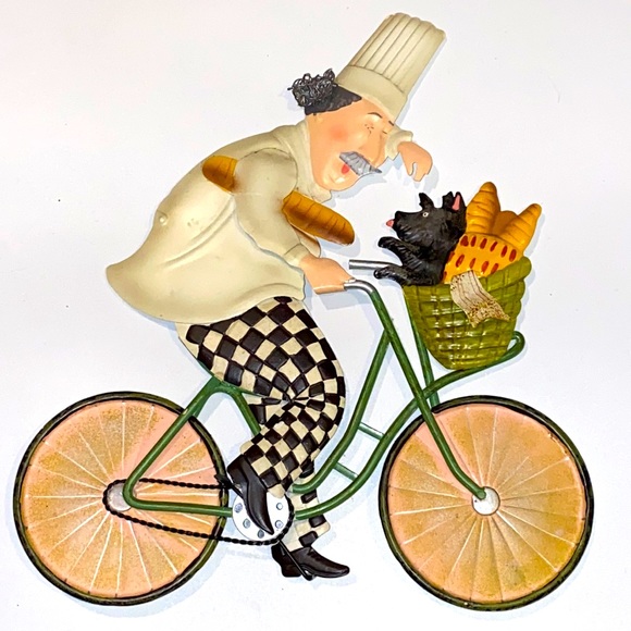 Vintage | Art | French Chef On Bicycle Wpuppy Bread Metal Wall ...